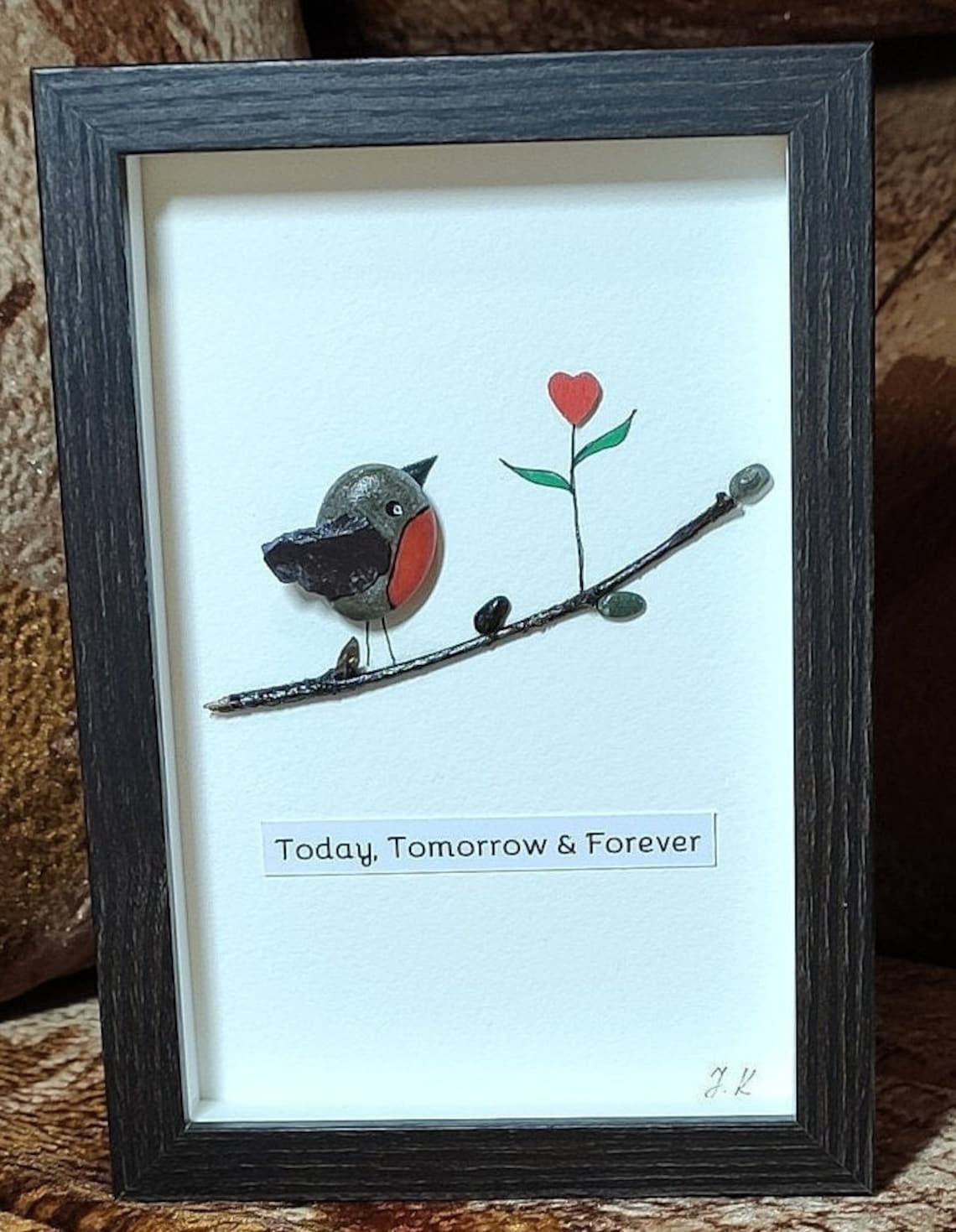 Pebble Art Pebble Art Robin Frame Picture Anniversary Gifts - Etsy