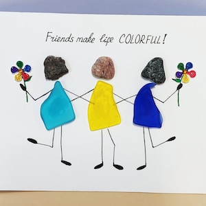 Sea Glass Pebble Art Best Friends Friendship Picture - Framed Beach ...