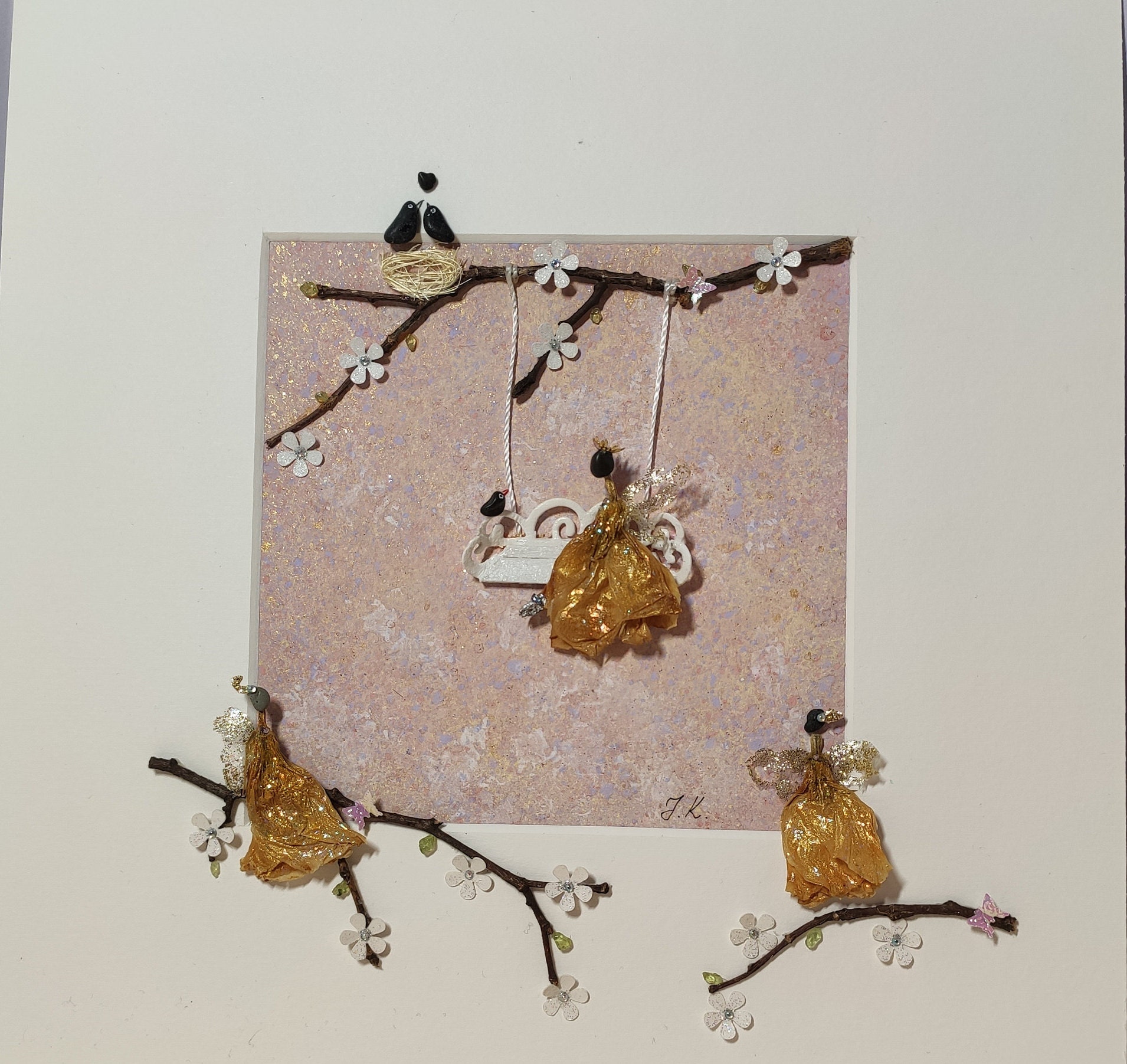 Pebble Art Fairy Picture Painting Flowers Dried Flowers | Etsy