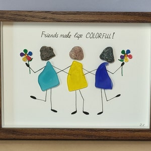 Sea Glass Pebble Art Best Friends Friendship Picture - Framed Beach ...