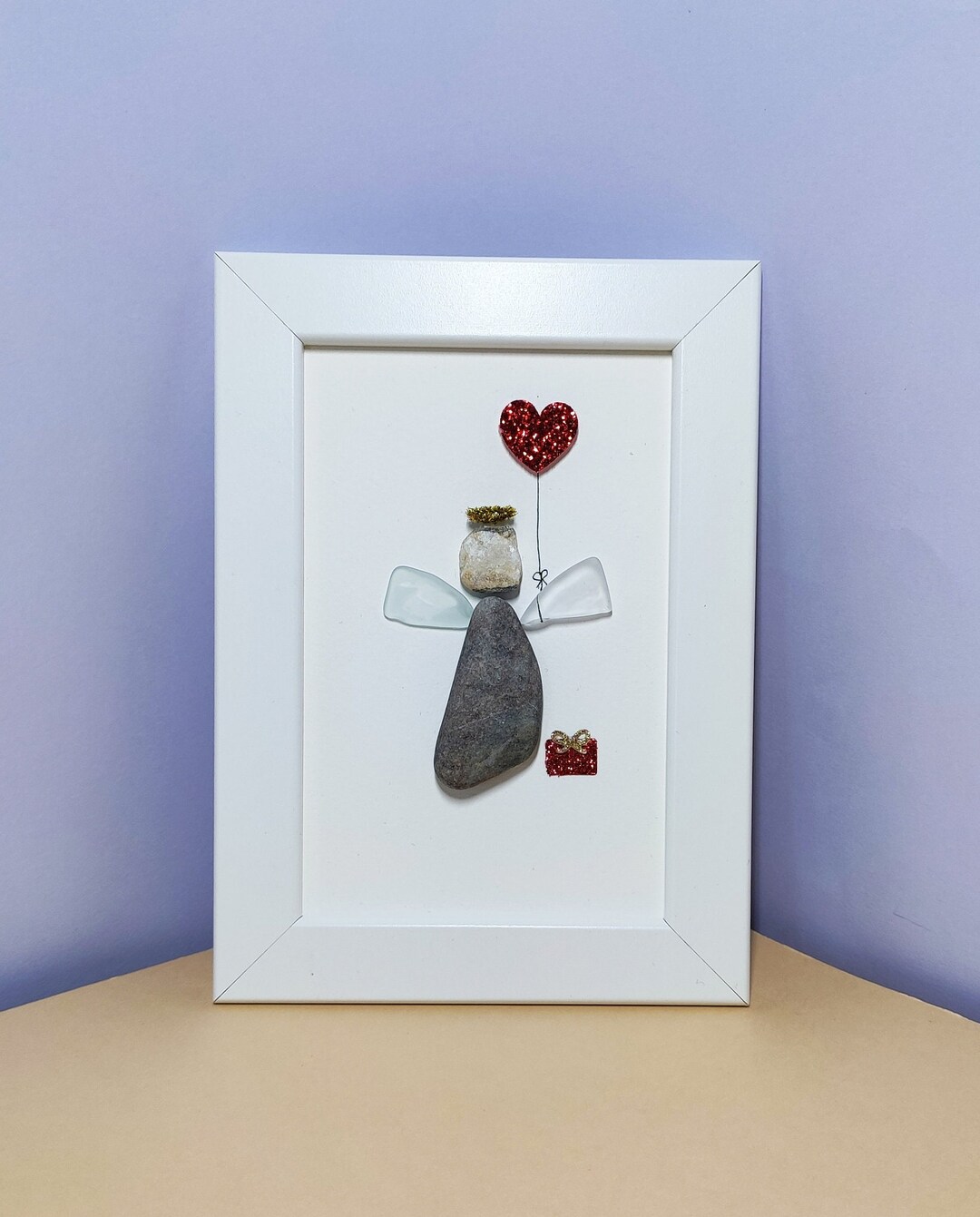 Angel Gifts, Christmas Angel Pebble Art Picture, Angel Decor, Christmas ...