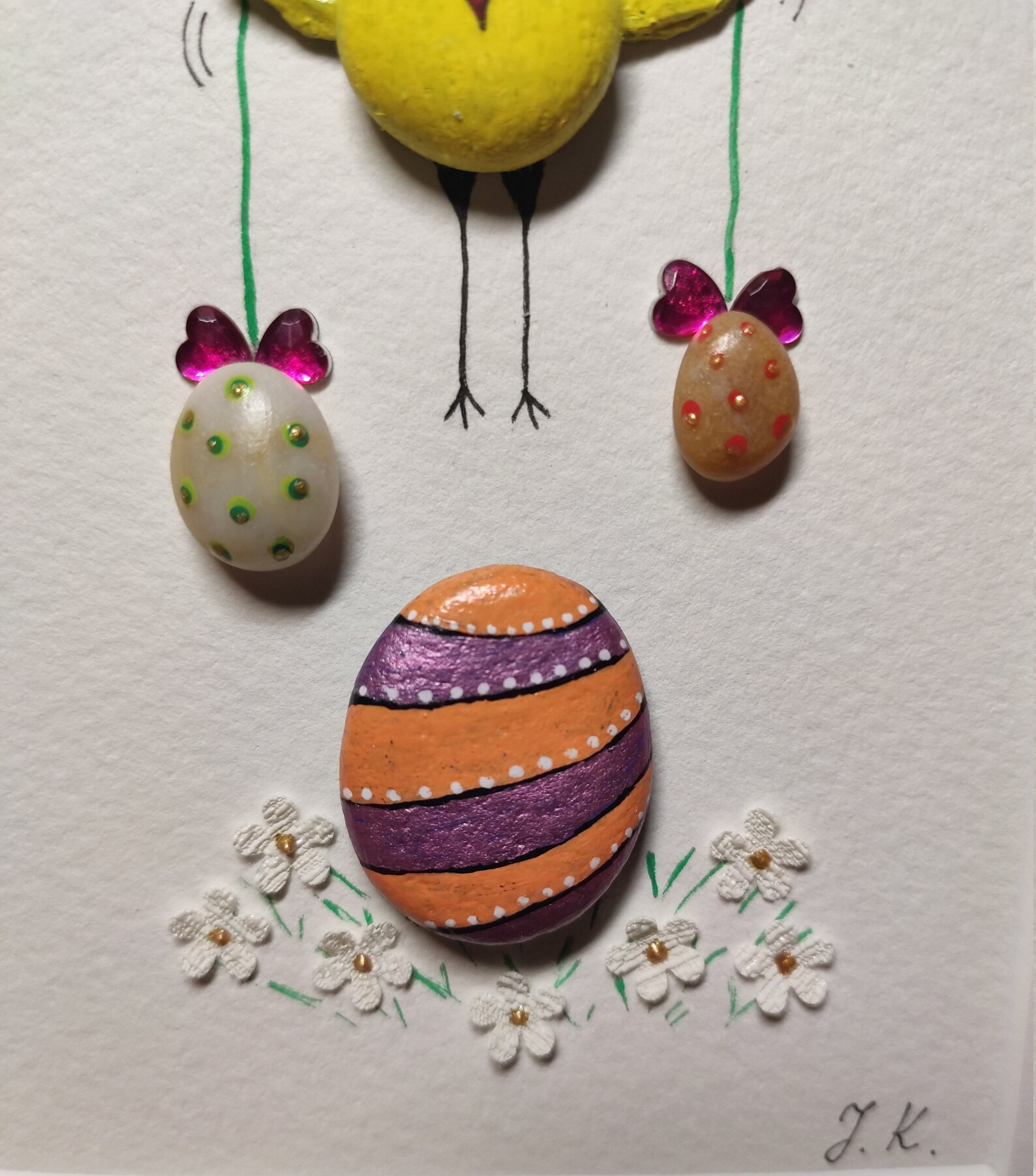 Easter Gift Pebble Art Easter Picture Pebble Art Birds Family - Etsy