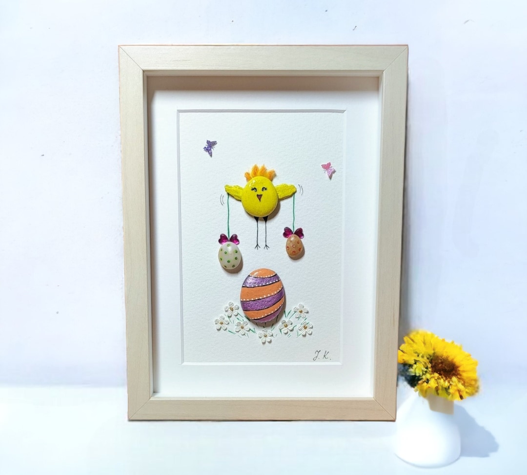 Easter Gift Pebble Art Easter Picture Pebble Art Birds Family Gift Mom ...