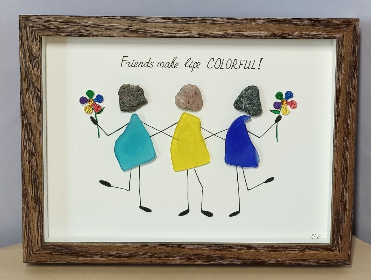 Friends Gift/ Pebble Art Friends Picture/ Sea Glass Friend - Etsy Canada