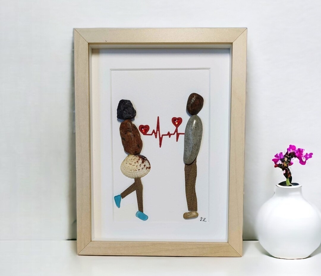 Romantic Valentines Day Gift for Couple, for Her, for Him/ Pebble Art ...