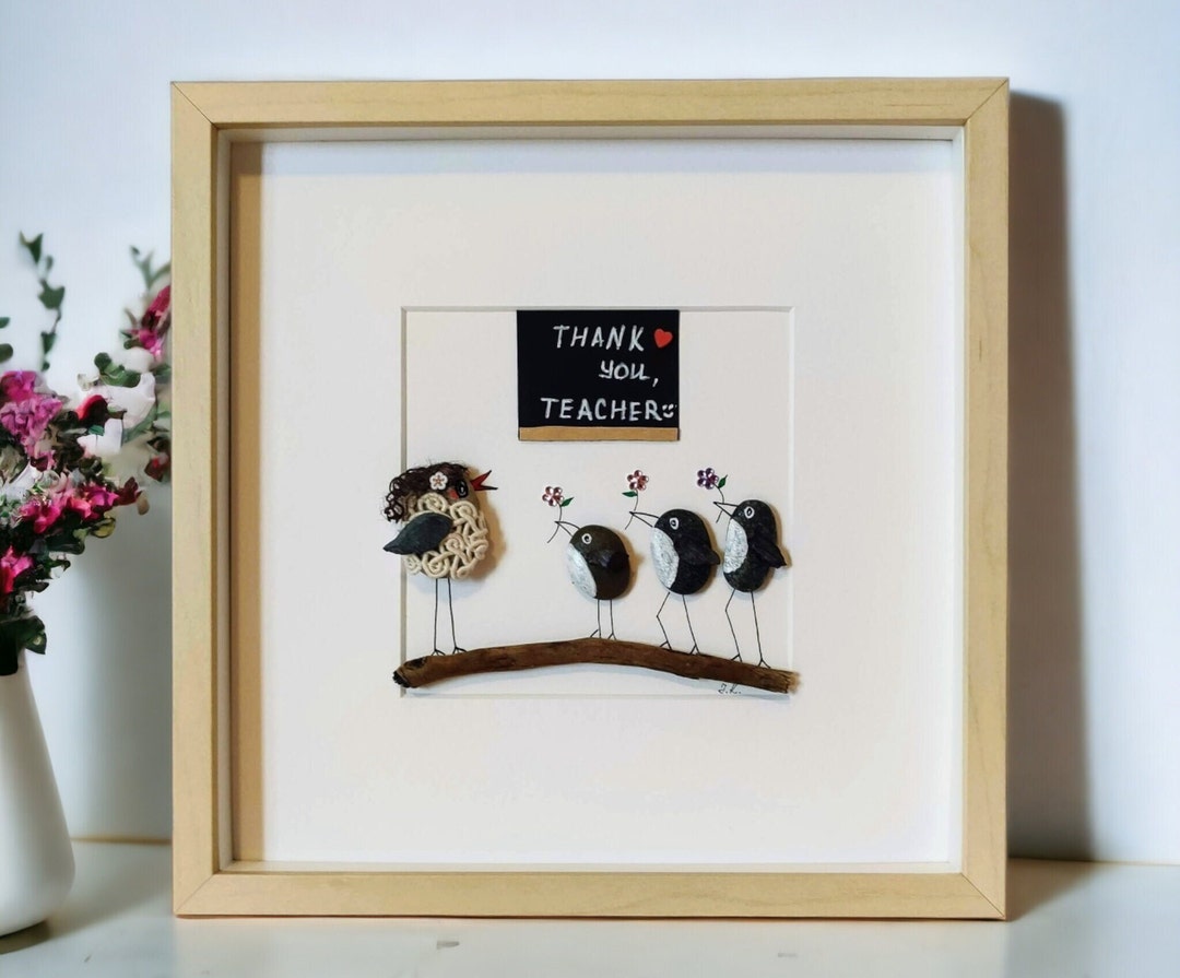 Personalised Teacher Gift, Teacher Retirement Gift, Pebble Art, Thank ...