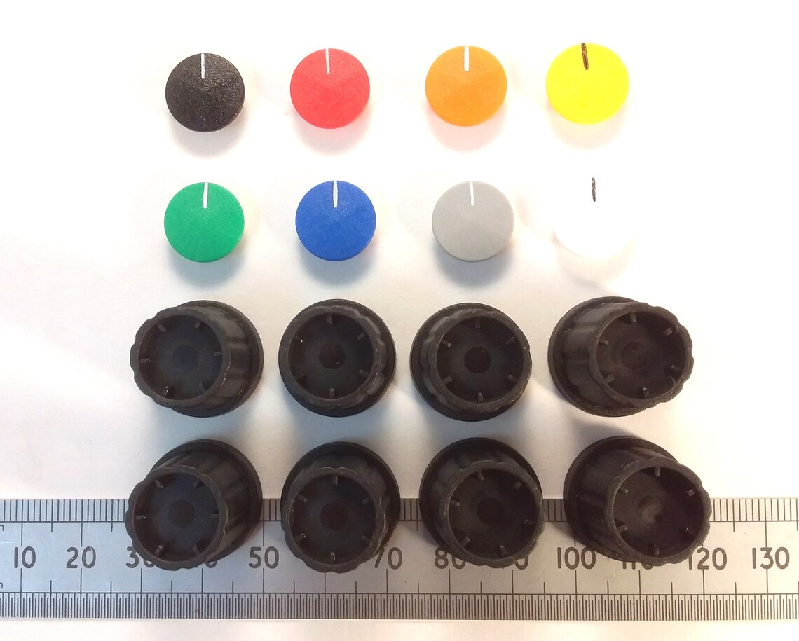 Volume Control Knob 19mm With Movable Pointer Cap for 6.0mm Round Shaft, Various Colours K21 ...