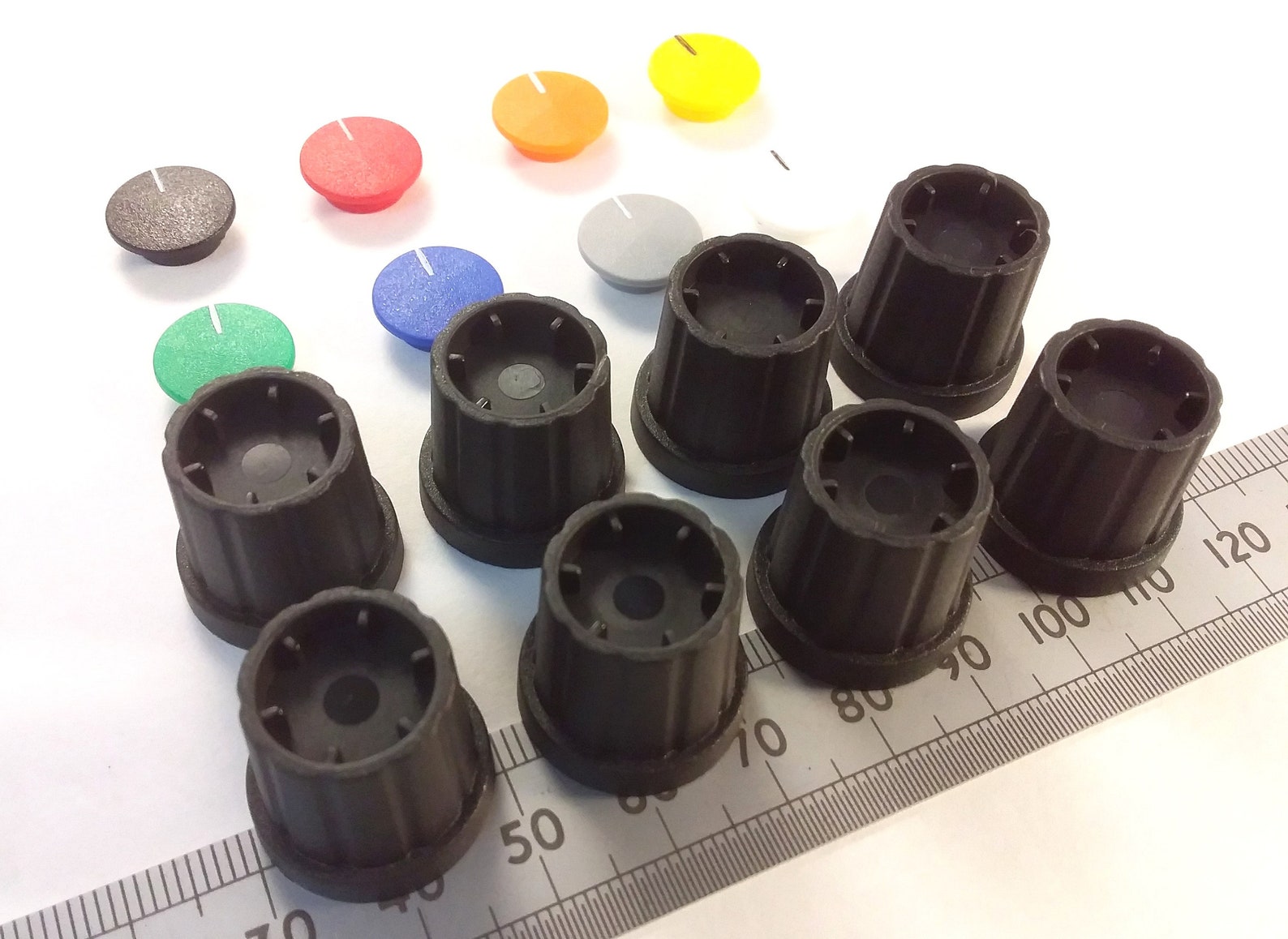 Volume Control Knob 19mm With Movable Pointer Cap for 6.0mm Round Shaft, Various Colours K21 ...