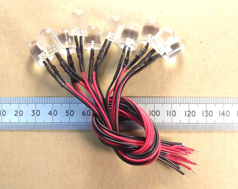 Flashing LED 12 Volt Pre Wired Clear High Brightness 10mm 12V Light ...