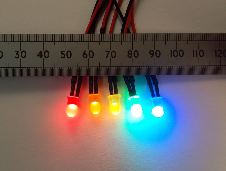 LED 5mm 12V Pre-wired 12 Volt Diffused Lens Various Colors Constant - Etsy