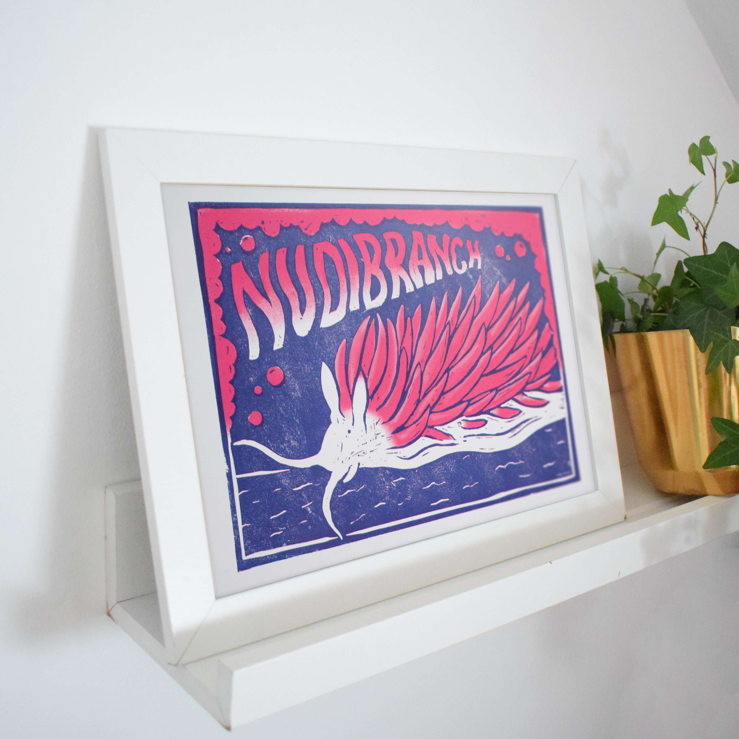 Psychedelic Nudibranch Sea Slug Linocut Digital Print A4 - Etsy