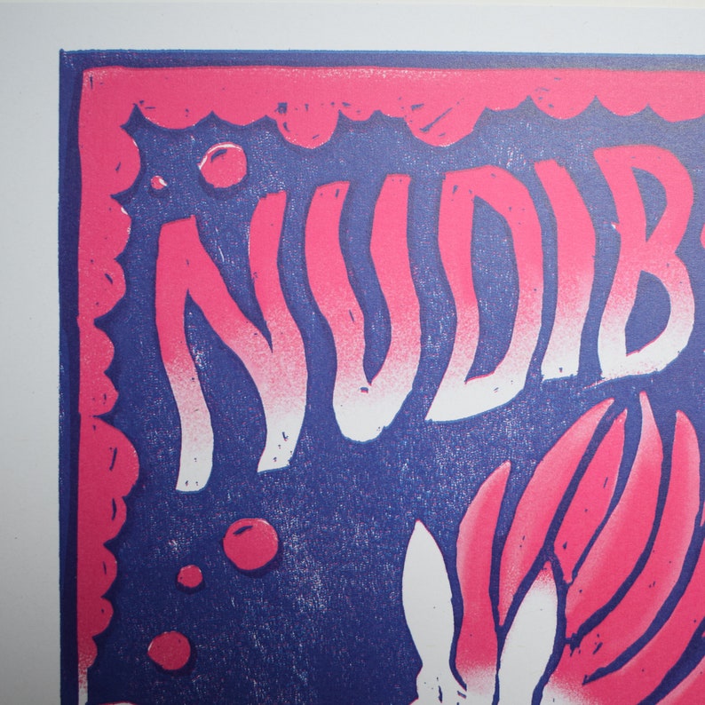 Psychedelic Nudibranch Sea Slug Linocut Digital Print A4 - Etsy