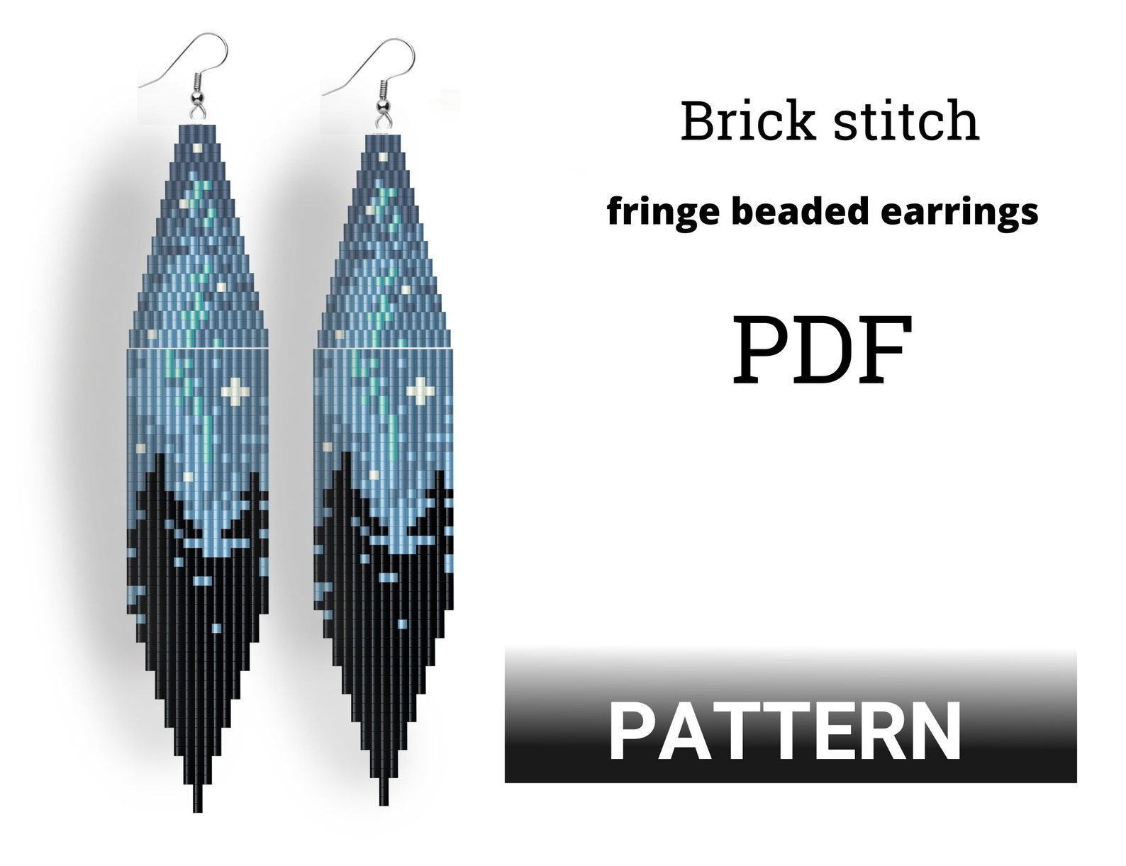 Brick Stitch Pattern. Beaded Earrings With Fringe. Night Sky - Etsy