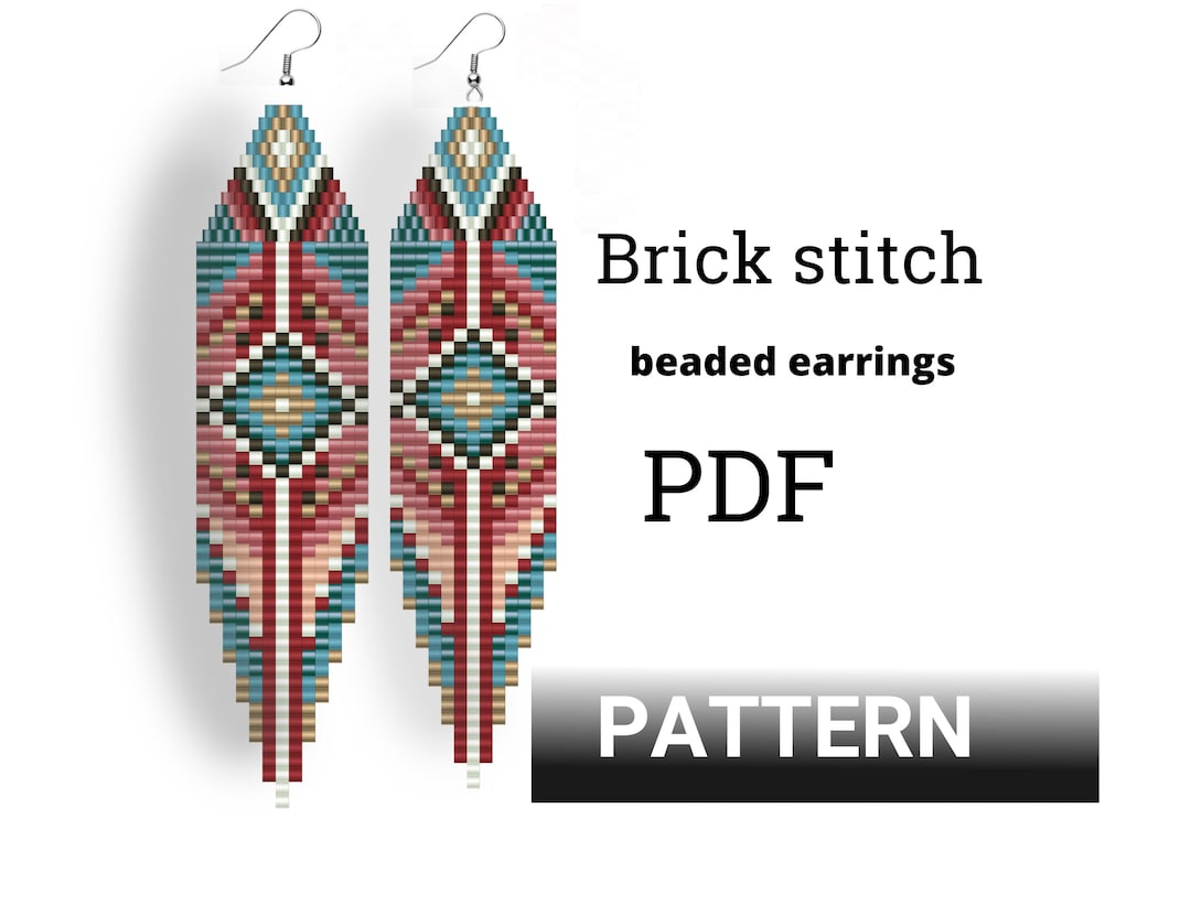 Brick Stitch Pattern. Beaded Earrings With Fringe. Native American ...