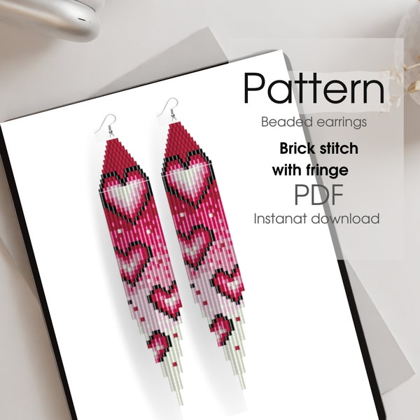 Beaded Heart Earrings - Etsy