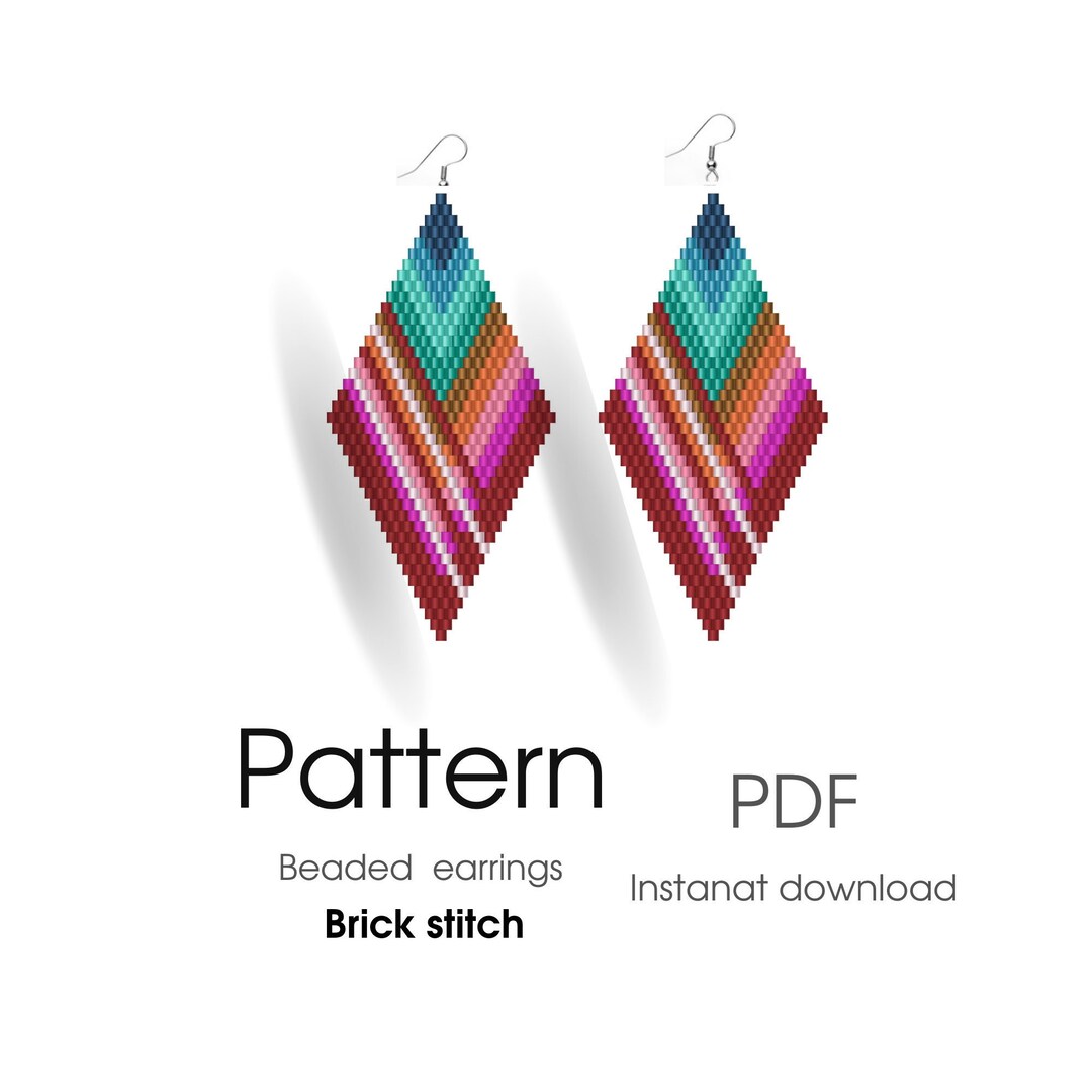 Beaded Rhombus Earrings Pattern, Brick Stitch (PDF) - Etsy