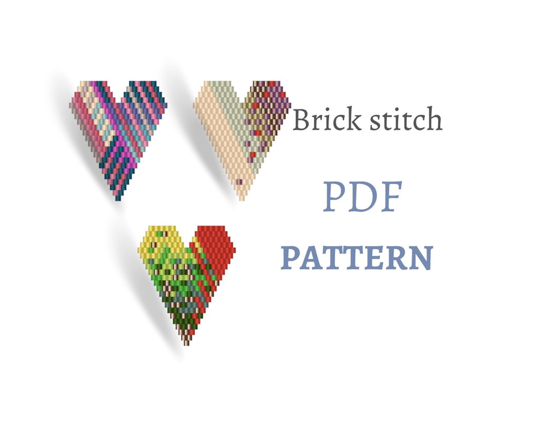 Heart Brick Stitch Pattern. Hearts Print Earrings DIY. Seed - Etsy