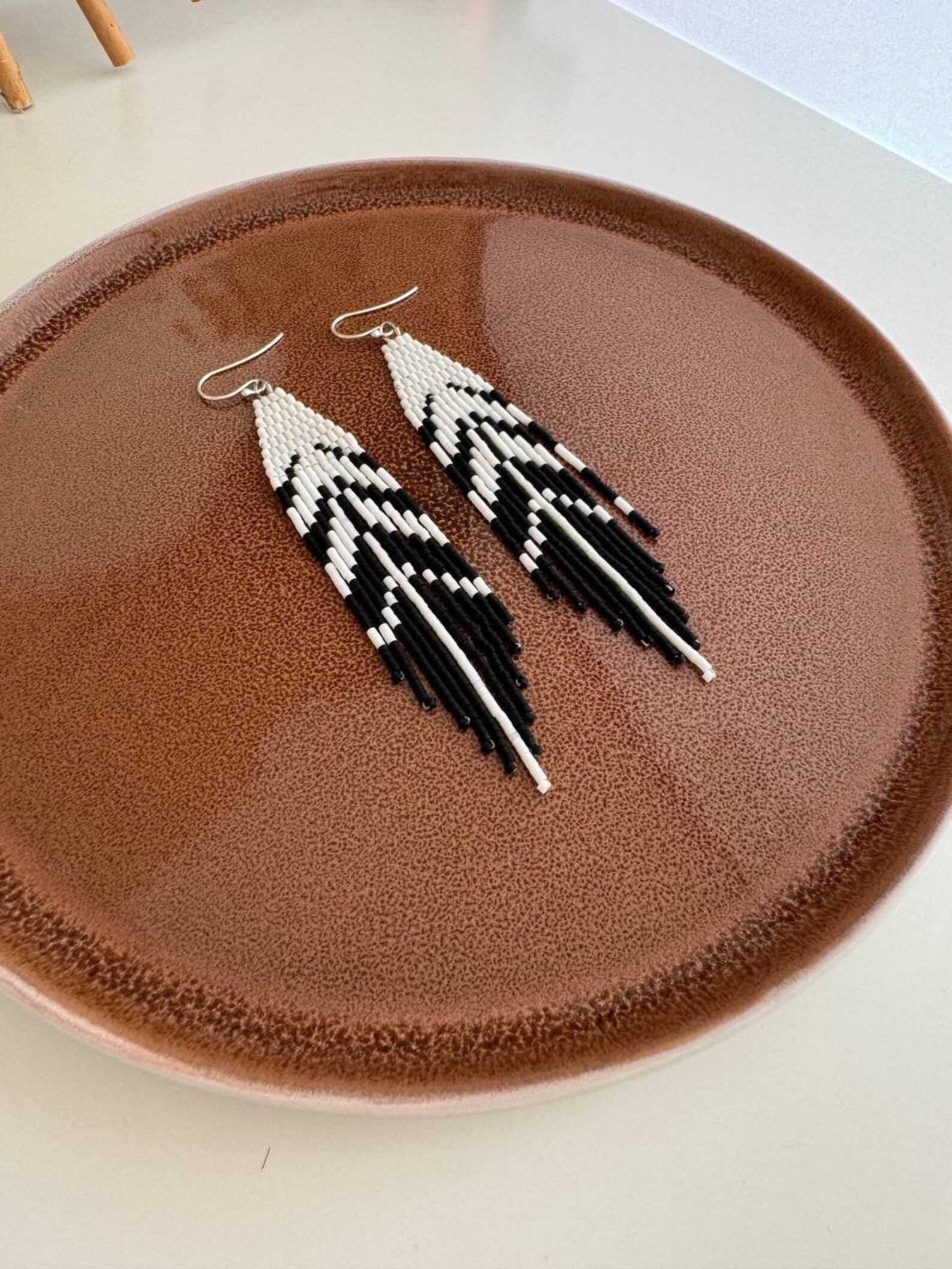 Beaded Earrings PATTERN for Brick Stitch With Fringe - Native Feather ...