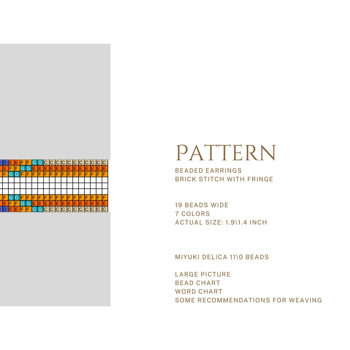 Earring Pattern for Beading - Arch Bead Pattern - Brick Stitch Pattern ...