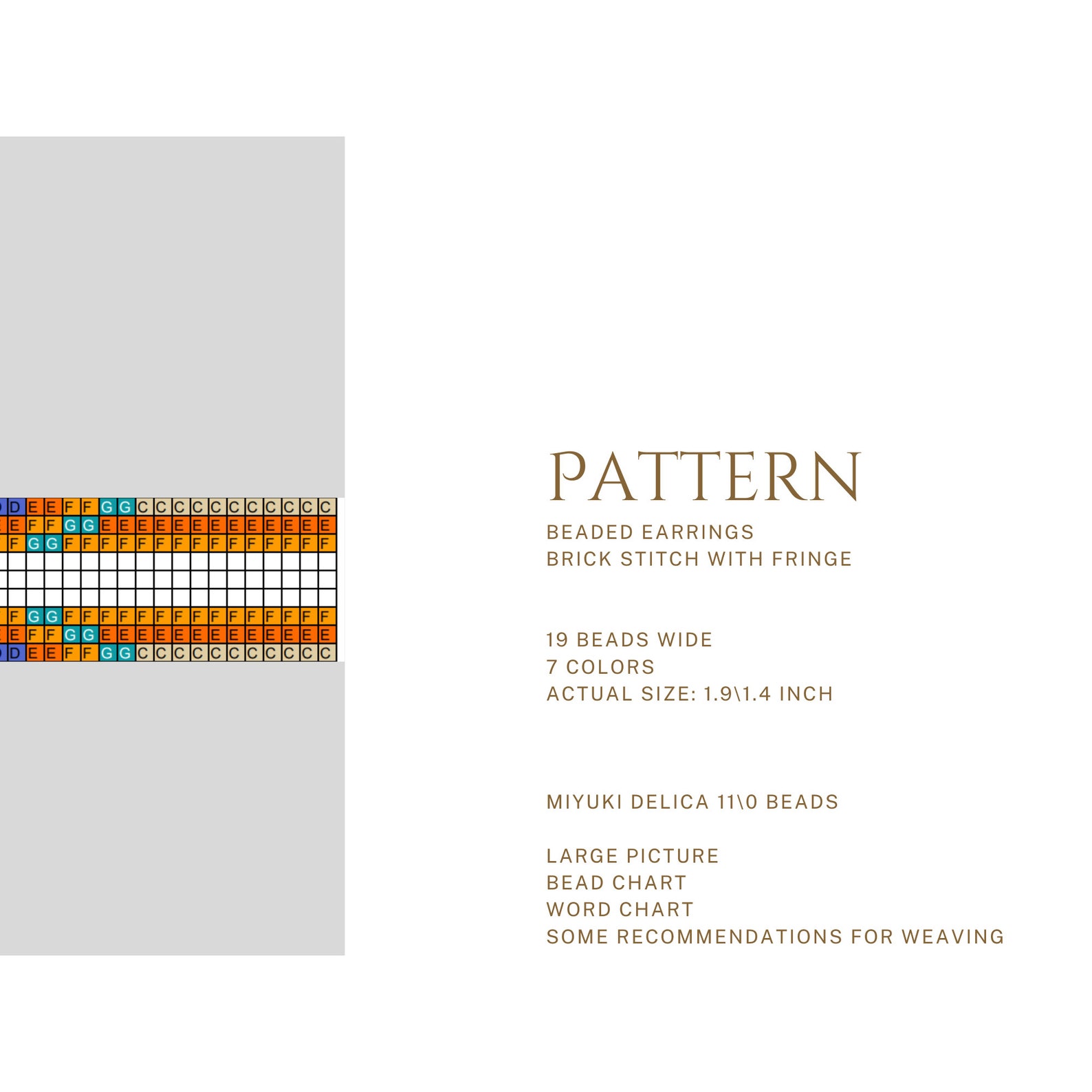 Earring Pattern for Beading - Arch Bead Pattern - Brick Stitch Pattern ...