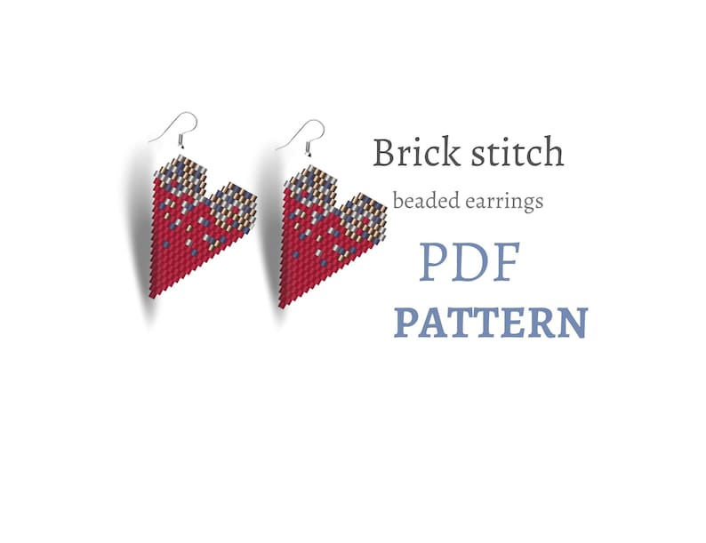 Heart Brick Stitch Pattern. Beaded Earrings. Hearts Print - Etsy