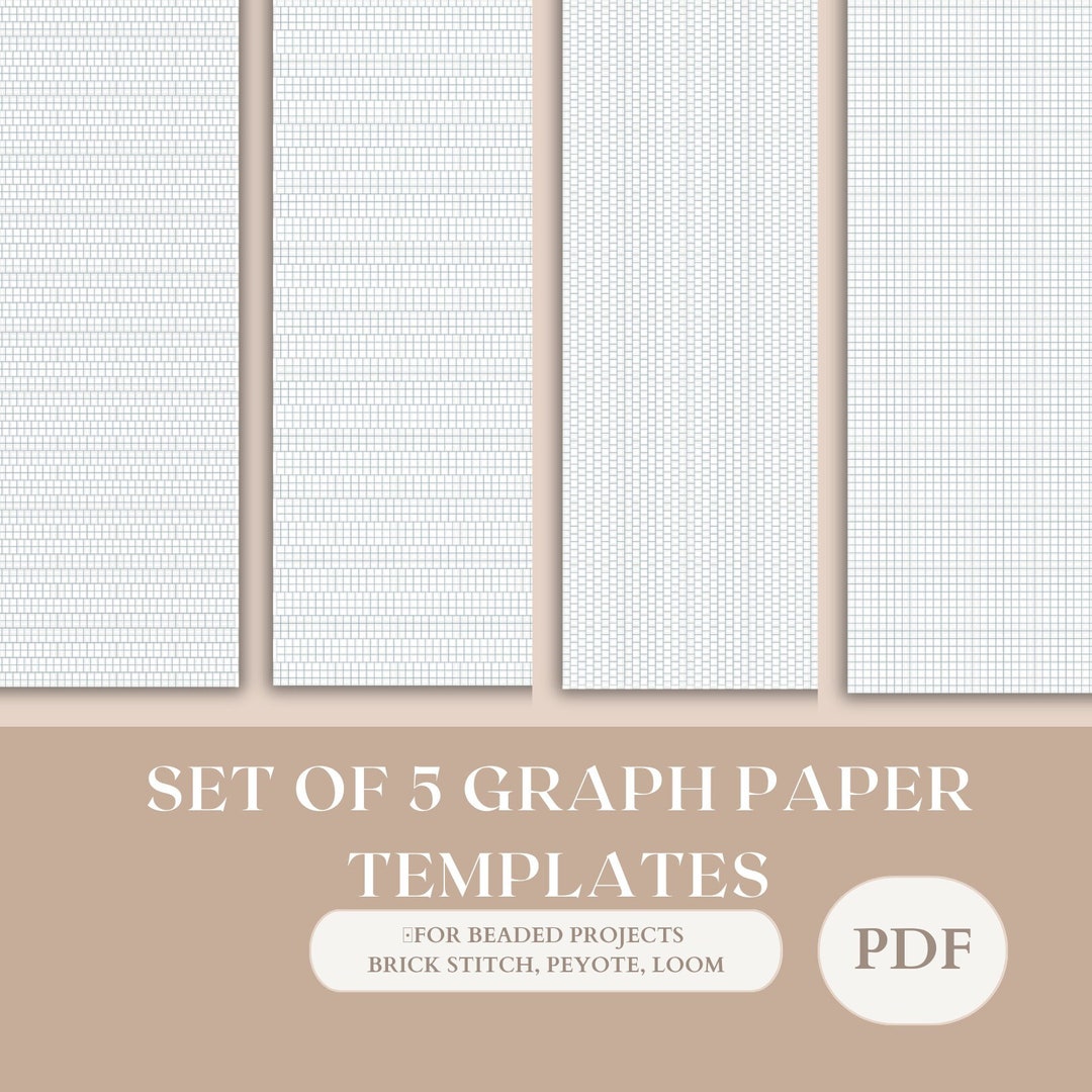Graph Paper Template, Set of 5 Templates for Beading Loom Brick Stitch ...
