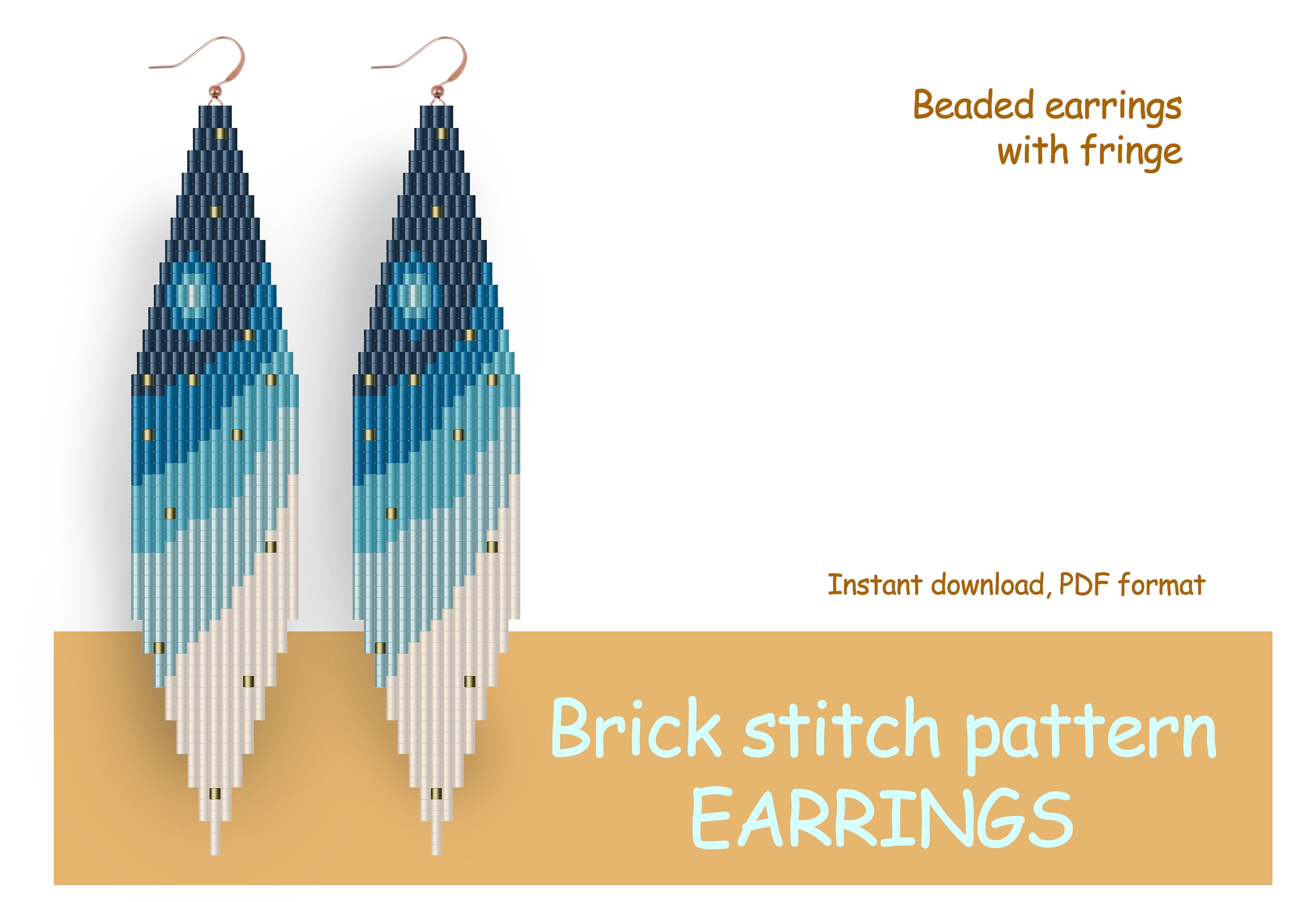 Beaded Earrings PATTERN for Brick Stitch With Fringe Night - Etsy