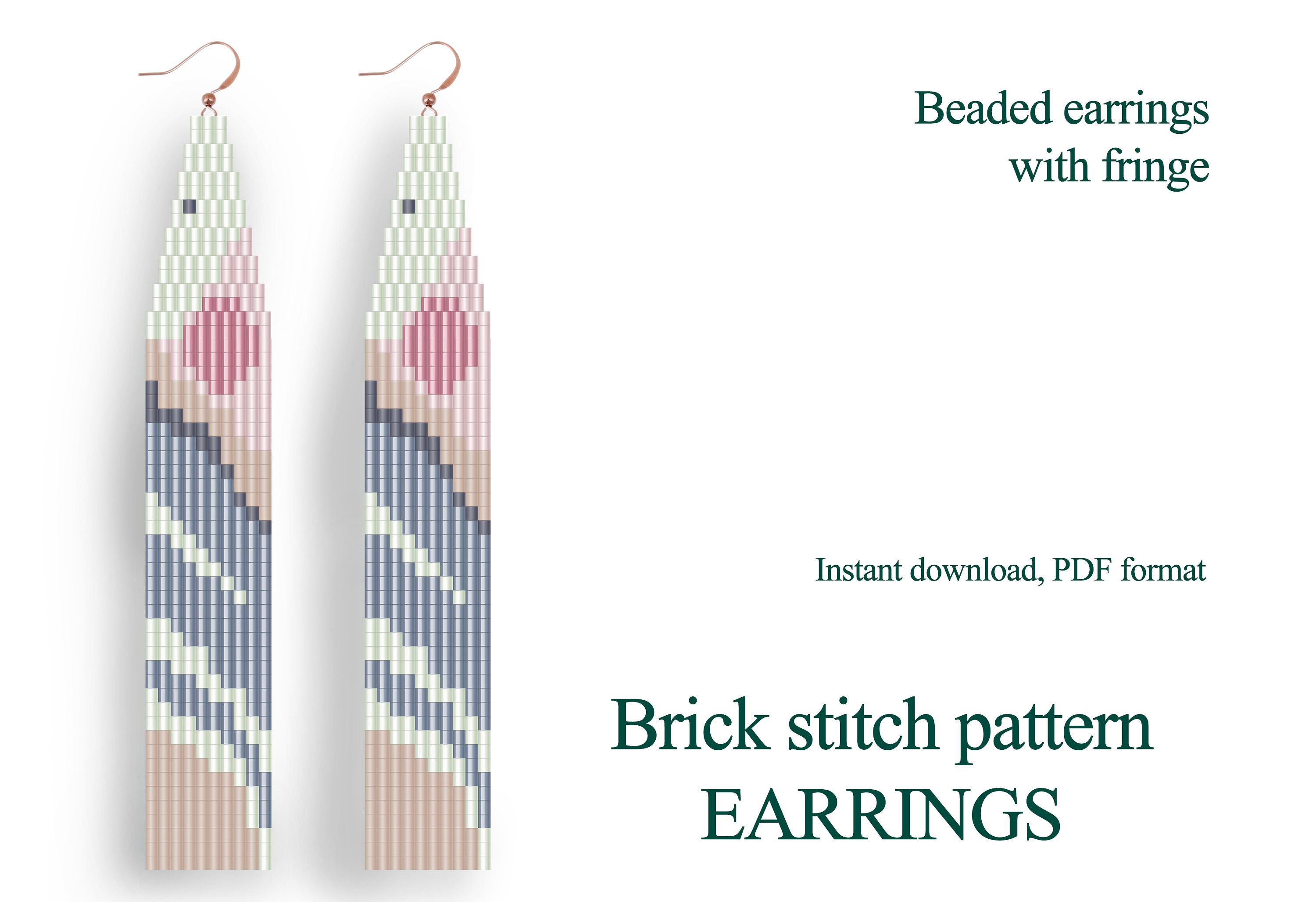 Earring Pattern for Beading Brick Stitch Pattern for Beaded - Etsy