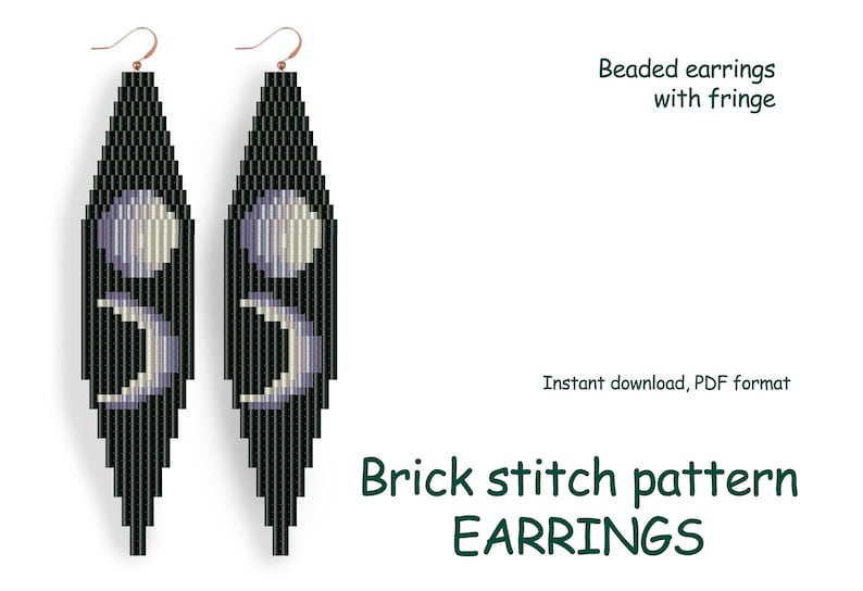 Earring Pattern for Beading Moon Pattern Brick Stitch | Etsy