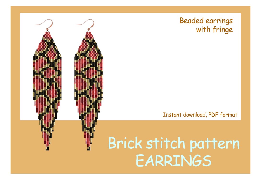 Brick Stitch Earring Pattern, Fringe, Animal Print (PDF Pattern) - Etsy