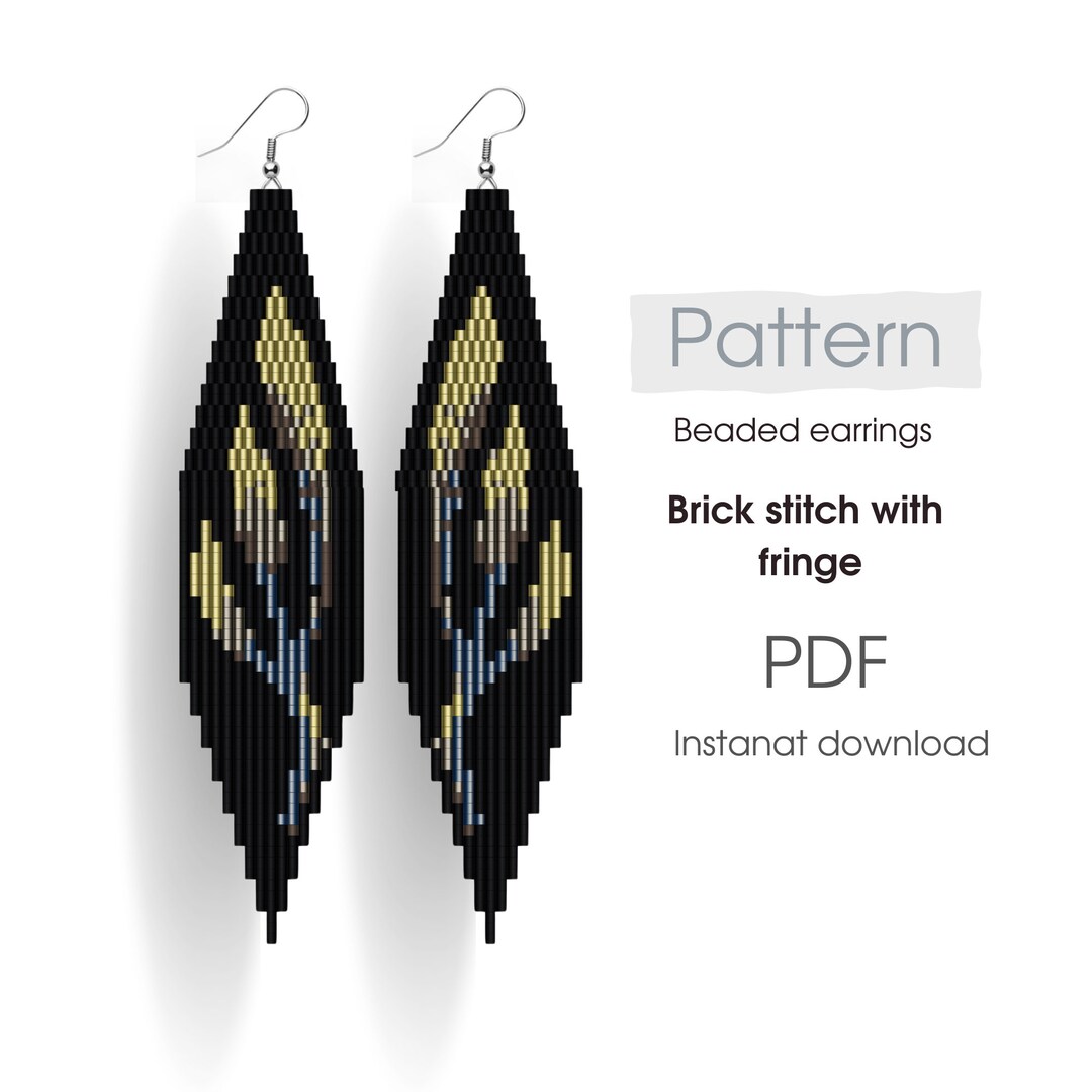Miyuki Beaded Earrings Pattern With Floral Print, Brick Stitch With ...