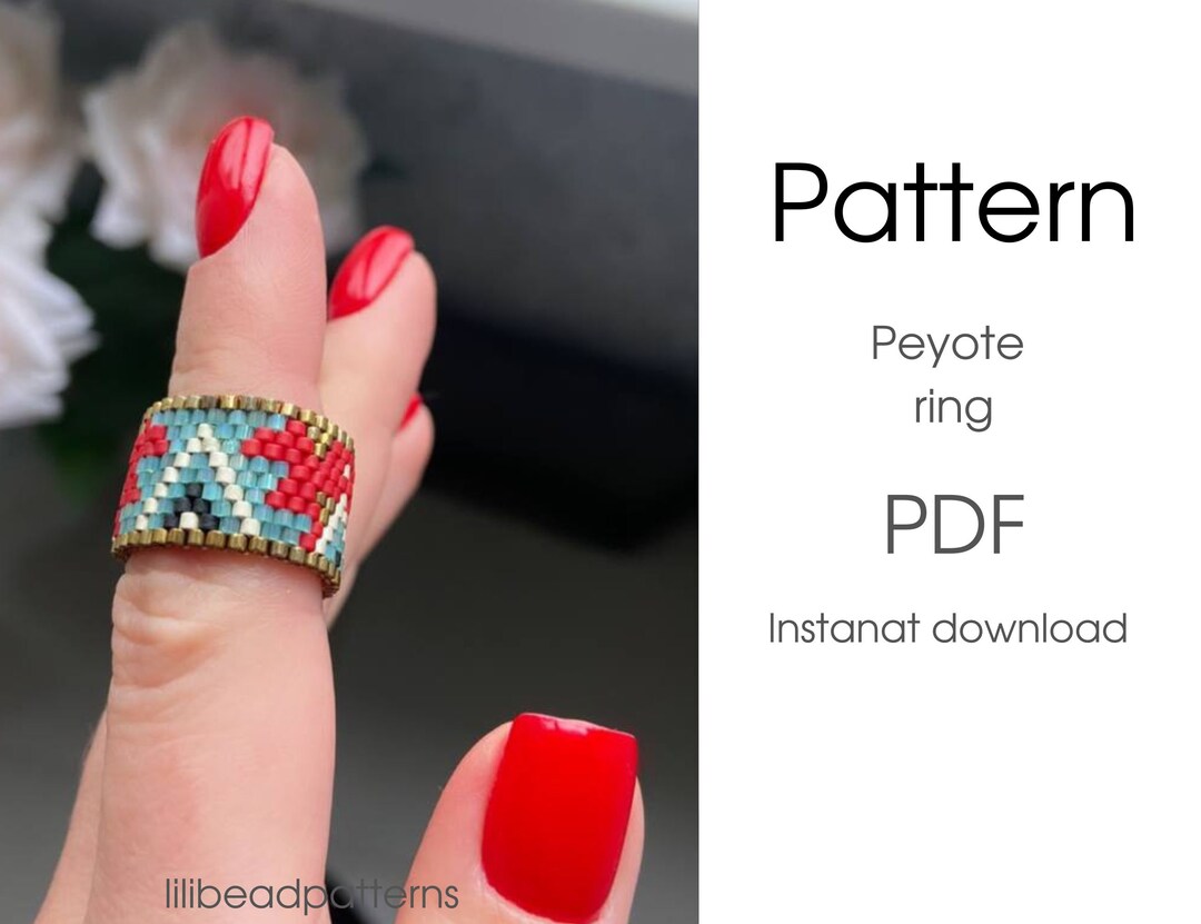 Peyote Ring Pattern - Ethnic Prit - DIY Handmade Miyuki Delica Pattern - Easy Pattern Seed Bead ...