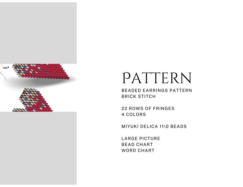 Heart Brick Stitch Pattern. Beaded Earrings. Hearts Print - Etsy