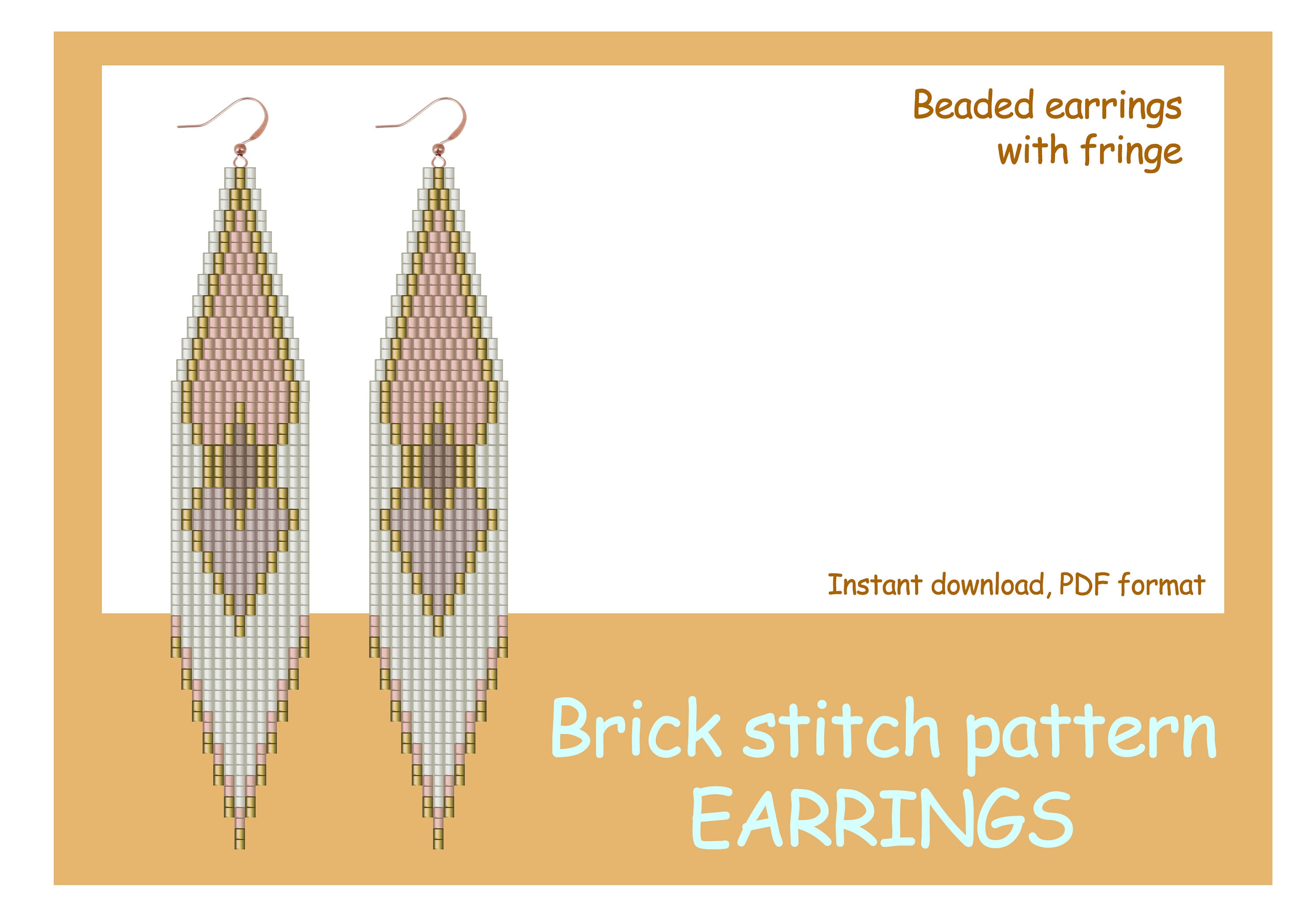 Brick stitch pattern. Beaded earrings with fringe. Geometricl | Etsy