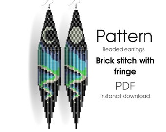 Beaded Fringe Earrings Pattern, Aurora, Northern Lights, PDF File ...