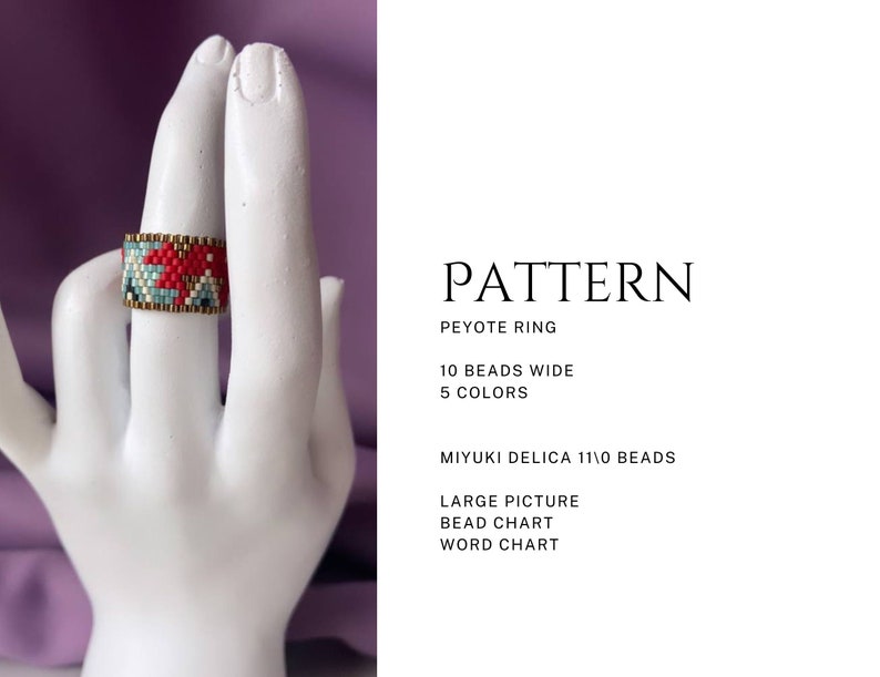 Peyote Ring Pattern Ethnic Prit DIY Handmade Miyuki Delica - Etsy