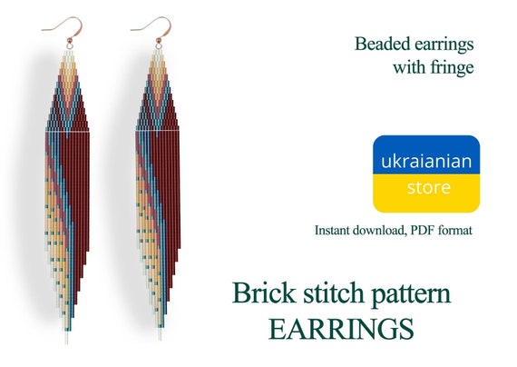 Beaded Earrings PATTERN for Brick Stitch With Fringe | Etsy