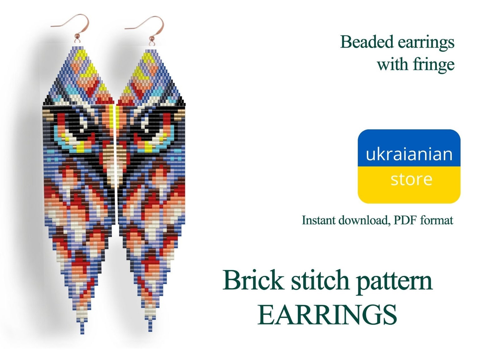 Owl Earring Pattern for Beading Brick Stitch Pattern for - Etsy