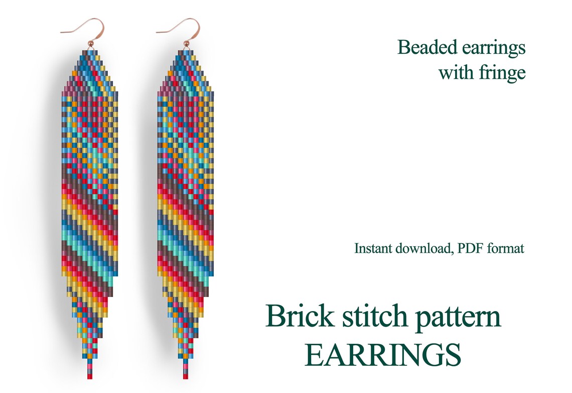 Earring Pattern for Beading Brick Stitch Pattern for Beaded - Etsy