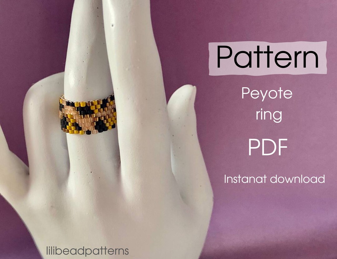 Peyote Ring Pattern - Animal Print\leo - DIY Handmade Miyuki Delica Pattern - Easy Pattern Seed ...