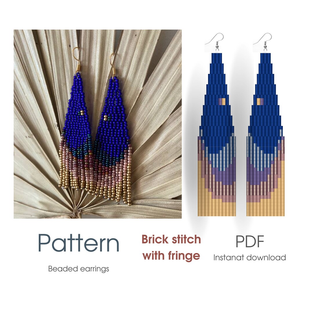 Earrings Pattern - Brick Stitch - Seed Bead Pattern - Bead Weaving - Instant Download - Native ...