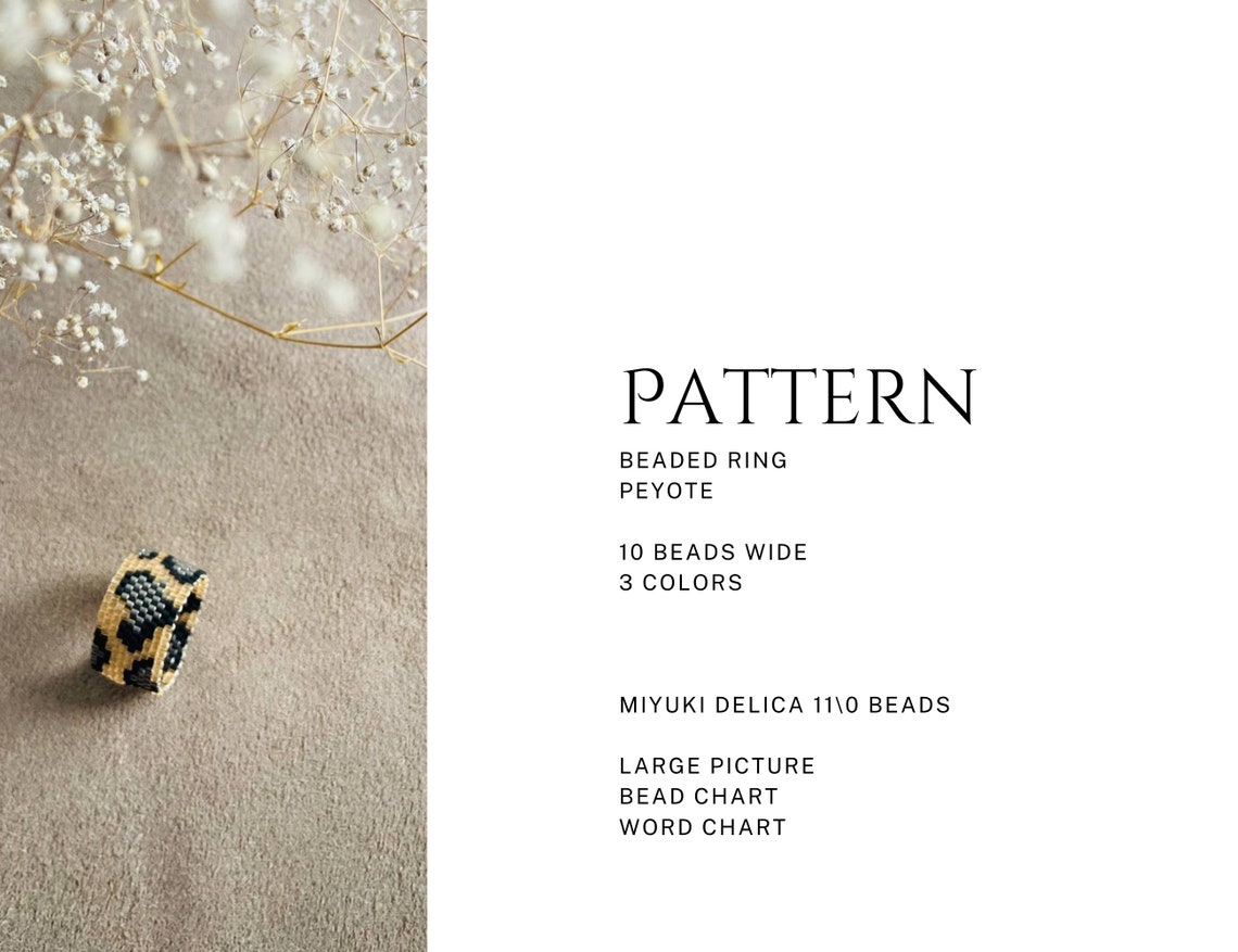 Peyote Ring Pattern - Animal Print - DIY Handmade Miyuki Delica Pattern ...