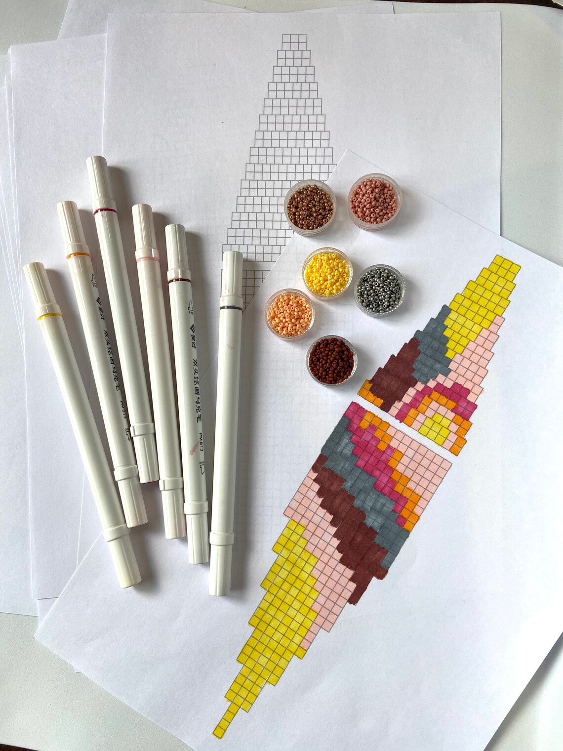 Beading Graph Template – 10 Miyuki Delica Seed Bead Patterns (PDF ...