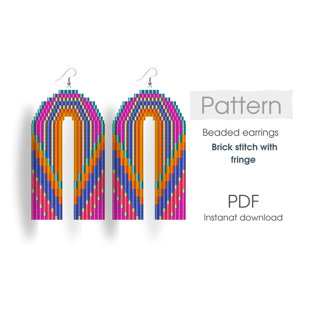 Earring Pattern for Beading - Arch Bead Pattern - Brick Stitch Pattern ...