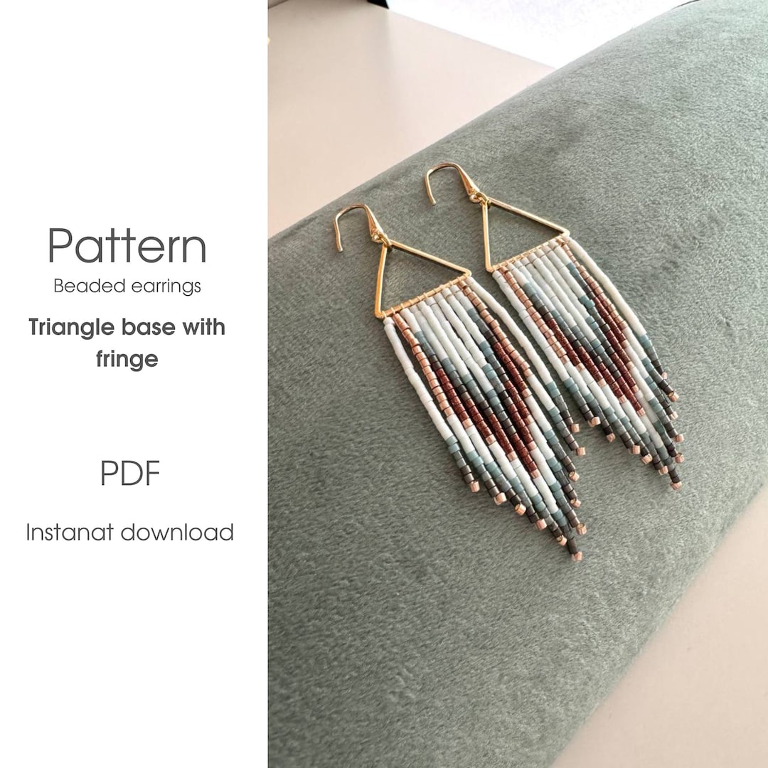 Beaded Earrings PATTERN, Metal Triangle Base With Fringe, Earrings DIY ...