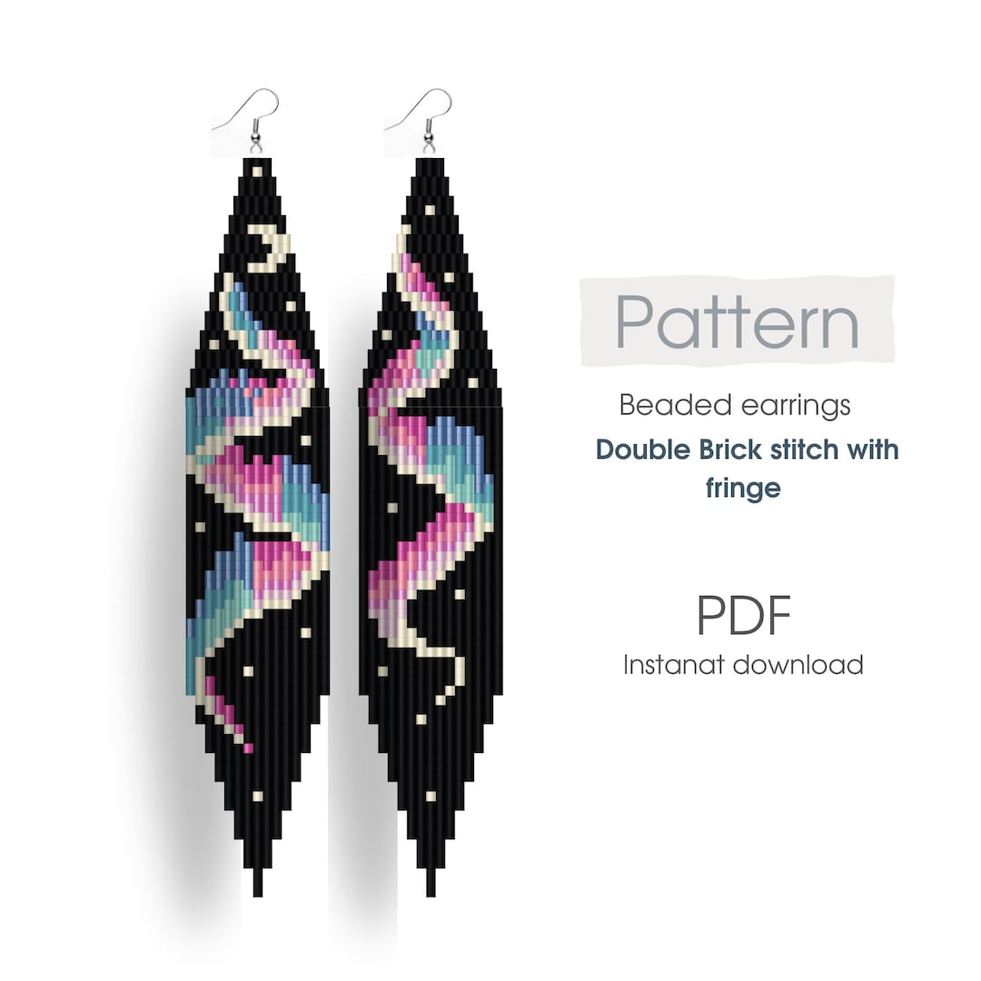 Nothern Lights - Beaded Earrings Pattern - Brick Stitch With Fringe ...