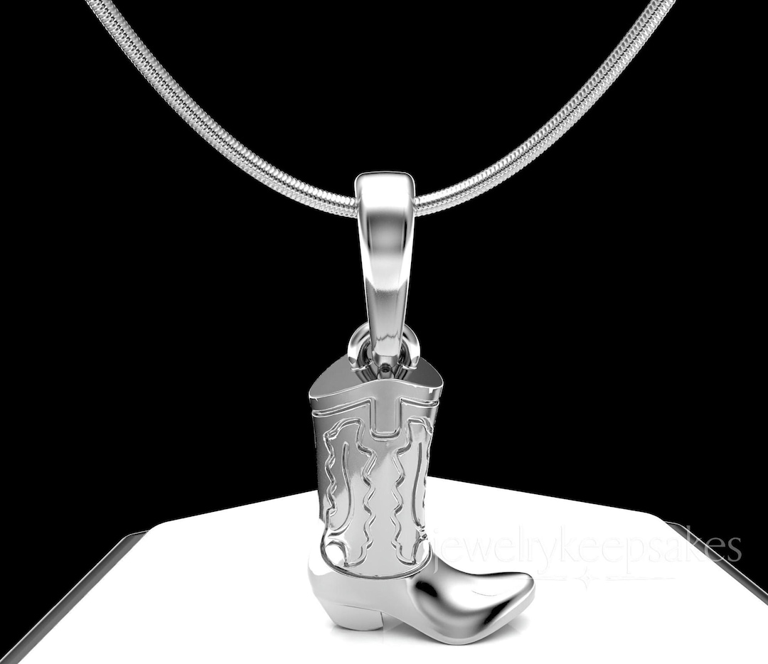 Silver Cremation Ashes in Jewelry, Custom Cowboy Boot Ashes in Jewelry ...