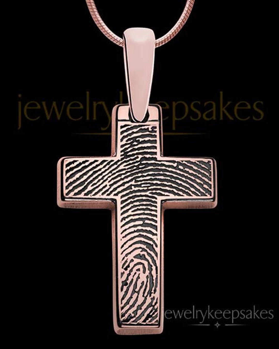 Fingerprint Necklace Rose Gold, Cross Fingerprint Engraved Jewelry ...
