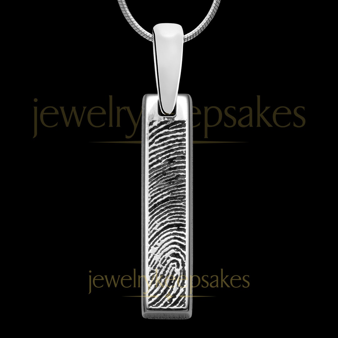Signature Fingerprint Necklace 14K White Gold, Tag Fingerprint ...