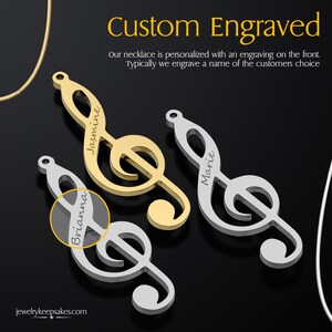 Personalized Treble Clef Music Note Silver Engraved Custom Necklace - Etsy